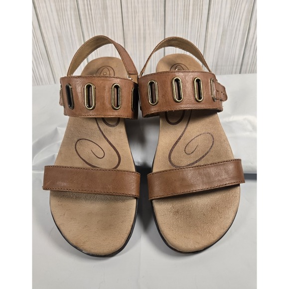 Aetrex | Shoes | Aetrex Eileen Dring Cognac Flat Sandals Leather Size ...